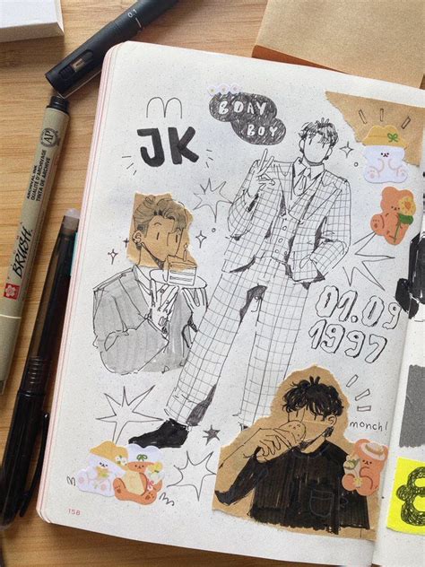 An Open Notebook With Some Drawings On It