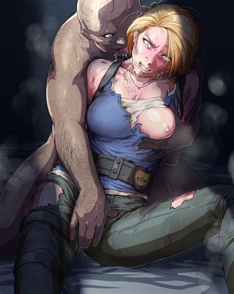 Rule 34 Bad End Badge Bald Man Blonde Hair Blue Eyes Blush Breast Grab Breast Outside Breast