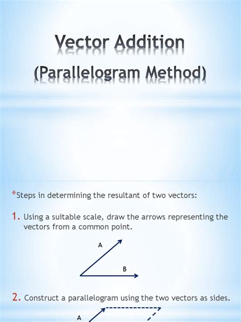 graphical methods for adding vectors the parallelogram method and tip to tail method pdf