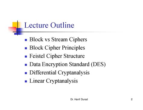 block ciphers and the data encryption standard computer security lecture slides docsity