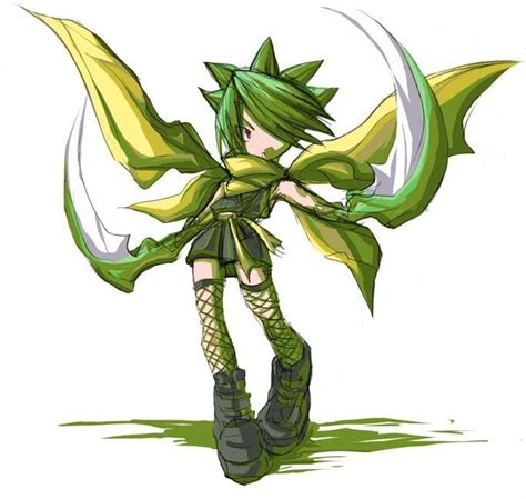The Big Imageboard Tbib Green Hair Insect Girl Nintendo Personification Pokemon Scythe