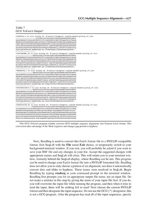introduction to bioinformatics 214 gcg multiple sequence alignment — 627 next readseq is used