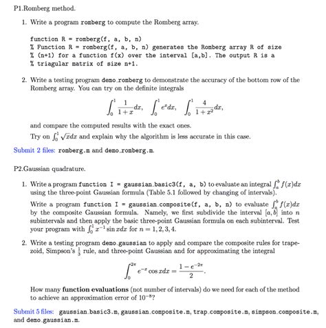 solved p1 romberg method 1 write a program romberg to
