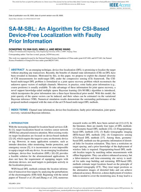 pdf sa m sbl an algorithm for csi based device free localization with faulty prior information