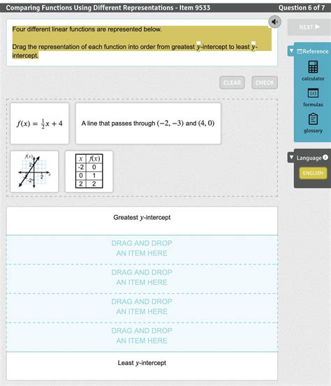 four different linear functions are represented below drag the representation of each function
