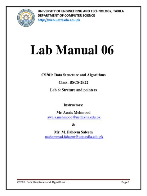 dsa lab6 strcture and pointers pdf pointer computer programming c