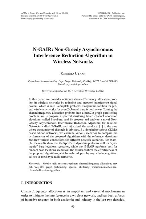 pdf n gair non greedy asynchronous interference reduction algorithm in wireless networks