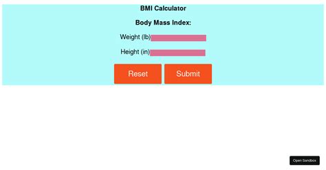 Bmi Calc Codesandbox