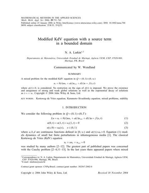 pdf modified kdv equation with a source term in a bounded domain