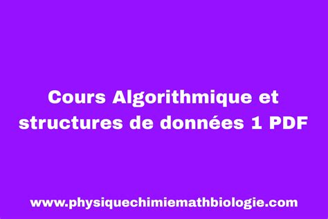 cours algorithmique et structures de données 1 pdf