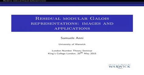 residual modular galois representations images and · pdf fileresidual modular galois
