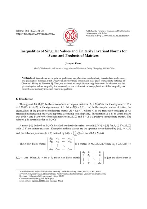 pdf inequalities of singular values and unitarily invariant norms for
