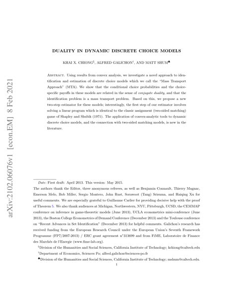 pdf duality in dynamic discrete choice models