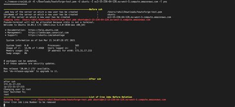 how to add and remove cronjobs from linux ec2 instances on aws using shell scripts