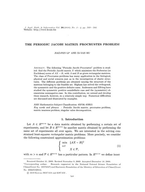 pdf the periodic jacobi matrix procrustes problem