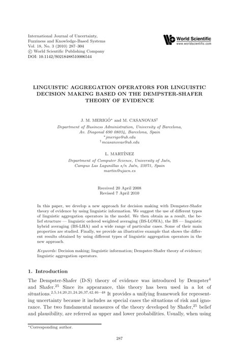 pdf linguistic aggregation operators for linguistic decision making based on the dempster