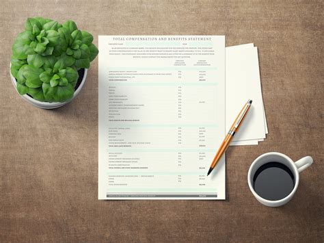 Total Compensation Statement Template Employee Benefits Packet Pay
