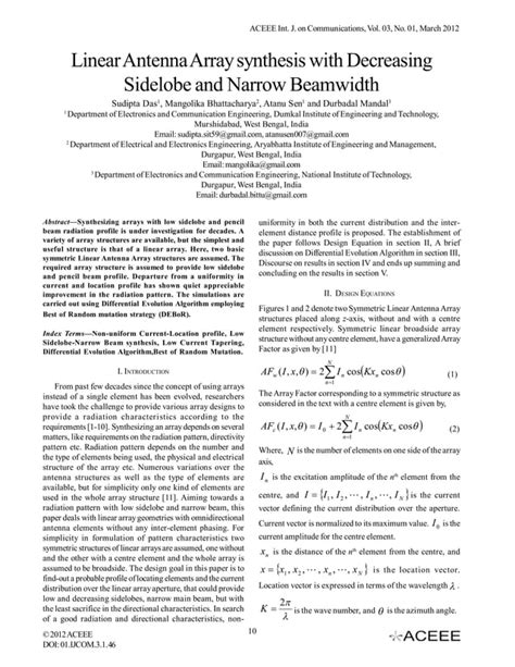linear antenna array synthesis with decreasing sidelobe and narrow beamwidth