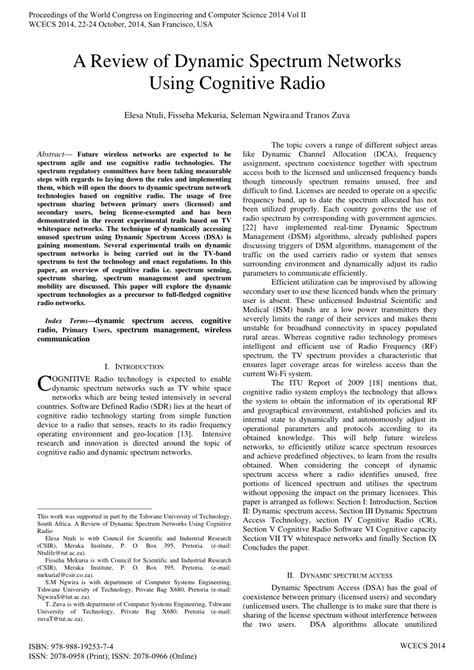 pdf a review of dynamic spectrum networks using cognitive radio