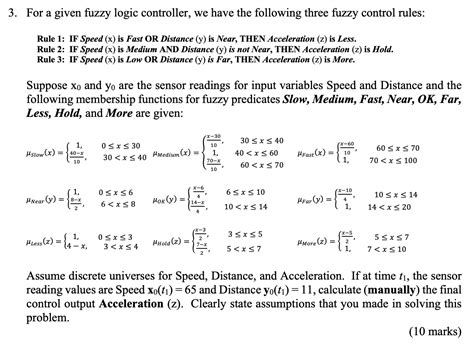 solved 3 for a given fuzzy logic controller we have the