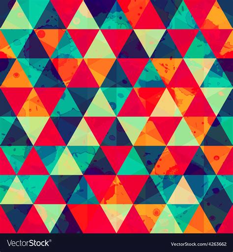 colored triangle seamless pattern with blot effect