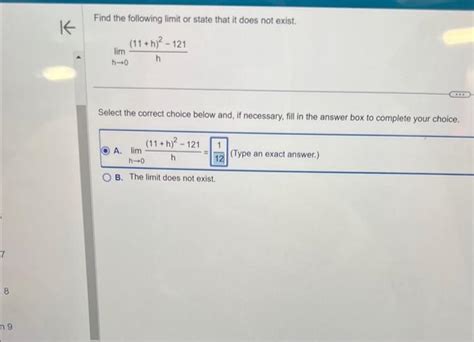 solved find the following limit or state that it does not