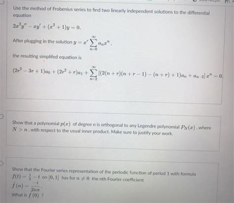 solved e use the method of frobenius series to find two