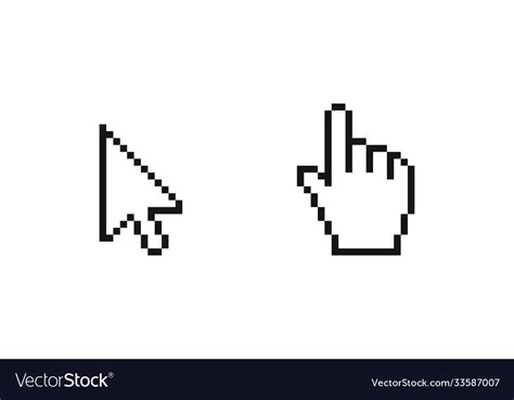 Mouse Arrow Pointer Hand Click Icon In Pixel Vector Image