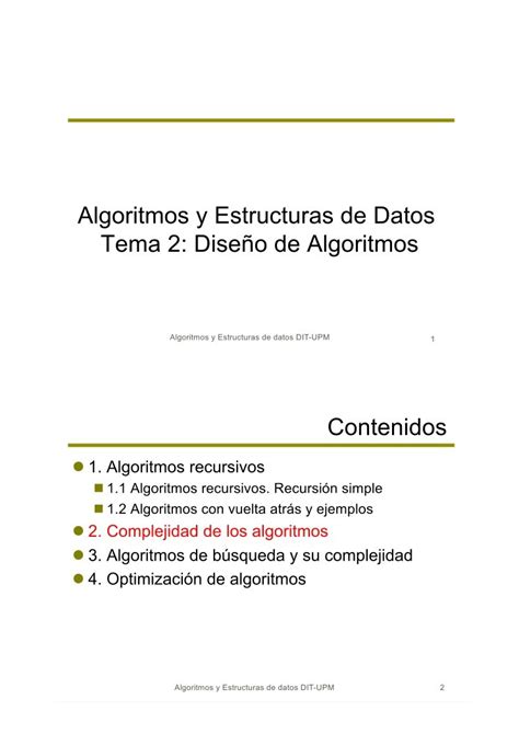 pdf de programación tema 2 diseño de algoritmos algoritmos y estructuras de datos