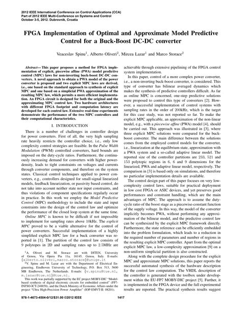 pdf fpga implementation of optimal and approximate model predictive control for a buck boost
