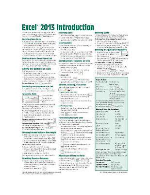 Microsoft Excel Introduction Quick Reference Guide Cheat Sheet Of