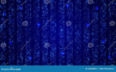 a stream of binary matrix code on the screen numbers of the computer matrix stock vector