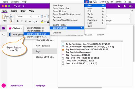 Mac Export All Tags From The Current Mac OneNote Page To A Csv File