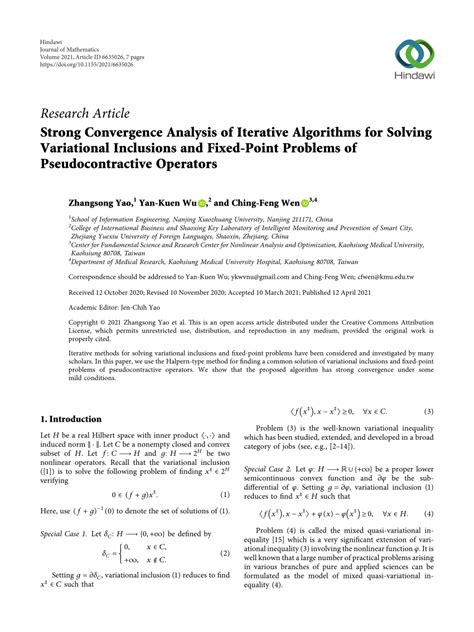 pdf strong convergence analysis of iterative algorithms for solving variational inclusions and