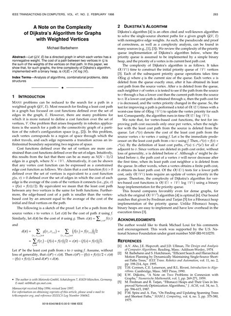 pdf a note on the complexity of dijkstra s algorithm for graphs with weighted vertices