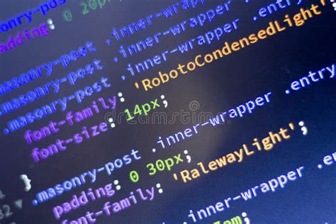 web development code css less styles preprocessor script lines editorial photo image of