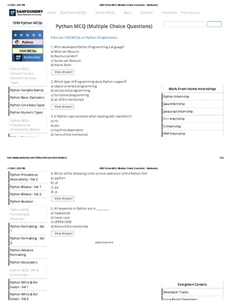 1000 python mcq multiple choice questions sanfoundry pdf multiple choice python