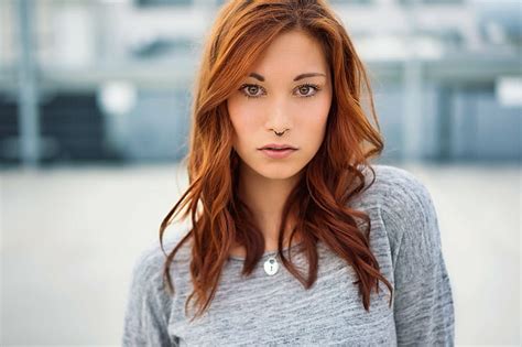 Hd Wallpaper Women Piercing Redhead Portrait Face Nose Rings Long Hair Wallpaper Flare