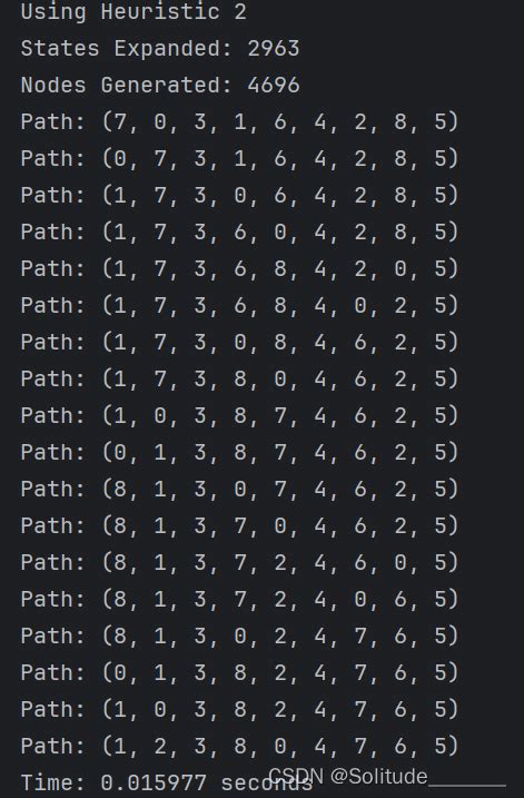 使用python实现a 算法解决八数码问题、启发式搜索，包含两种启发函数，输出并比较扩展节点、路径和消耗时间 启发式算法8puzzle csdn博客