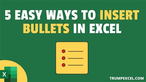 5 Ways To Add Bullet Points In Excel YouTube