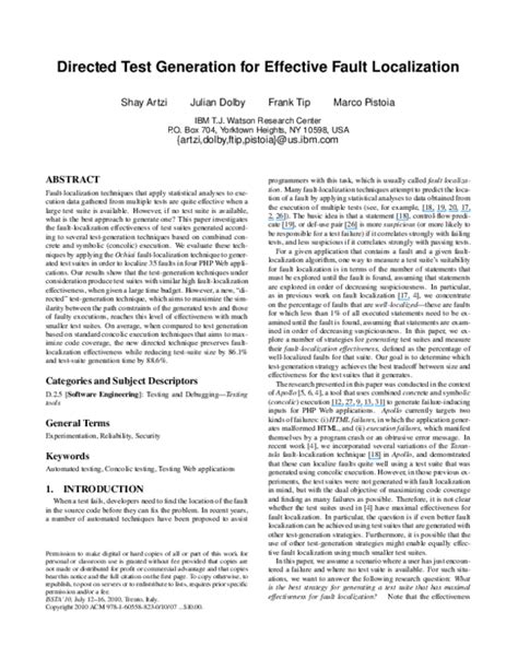 pdf directed test generation for effective fault localization julian dolby s artzi and