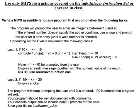 solved use only mips instructions covered on the link