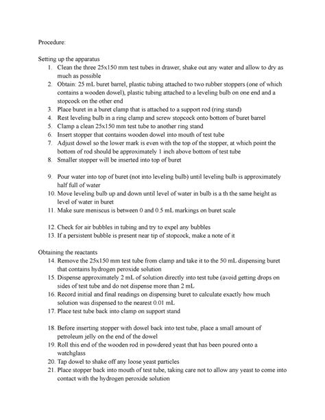 exp 8 pre lab experiment 8 pre lab procedure setting up the apparatus 1 clean the three