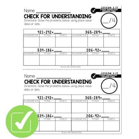 lucky to learn math 3 digit subtraction expanded form lesson 3 17 check for understanding