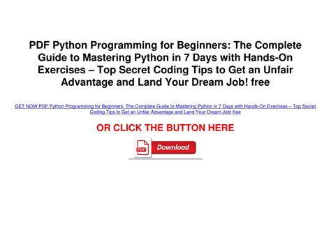 PPT PDF Python Programming For Beginners The Complete Guide To
