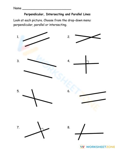 Perpendicular Parallel And Intersecting Lines Worksheet