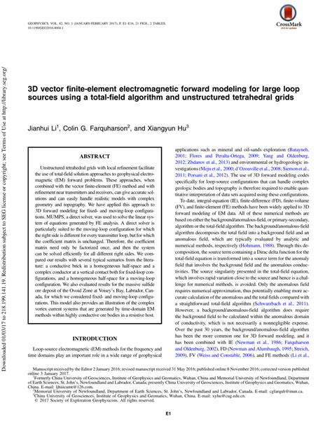 pdf 3d vector finite element electromagnetic forward modeling for large loop sources using a
