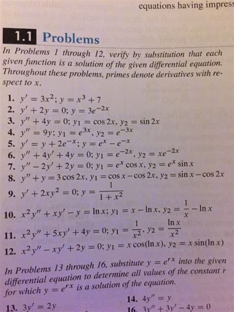 solved verify by substitution that each given function is a