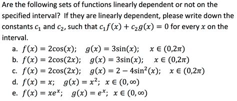 solved are the following sets of functions linearly