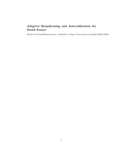 pdf adaptive beamforming and autocalibration for swath sonars